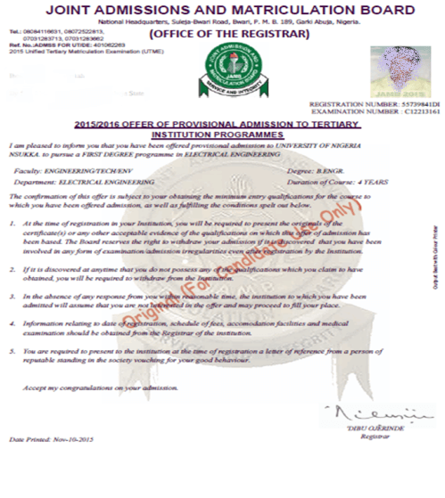 JAMB Admission Letter Printing 2016 2017 UTME DE SundiataPost JAMB Admission Letter Printing 2016 2017 UTME DE SundiataPost