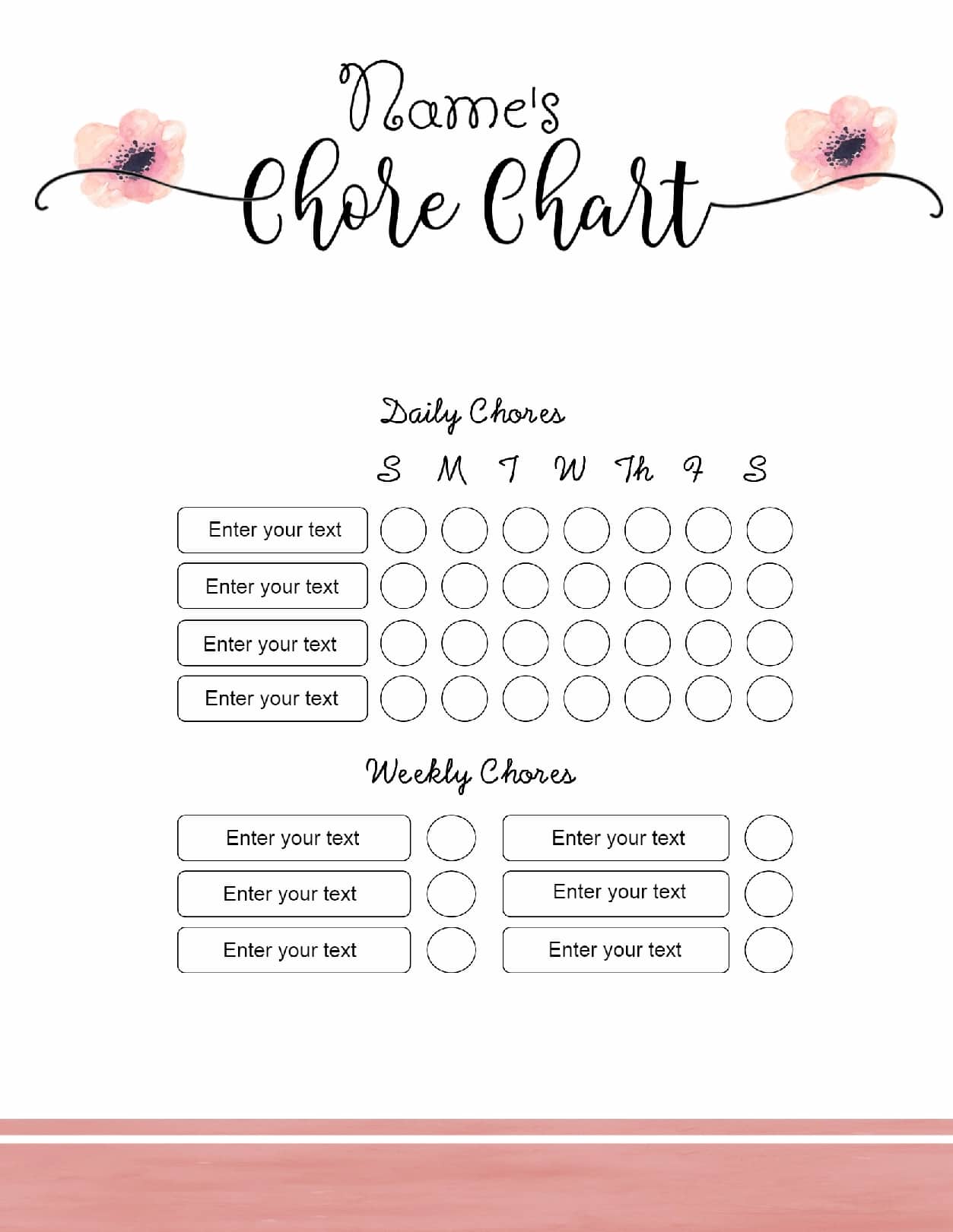 FREE chore chart template | 101 Different Designs