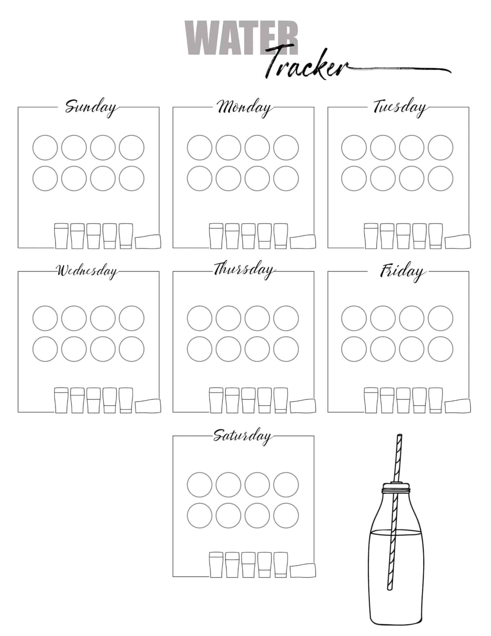 Free water tracker printable | Customizable | Instant Download
