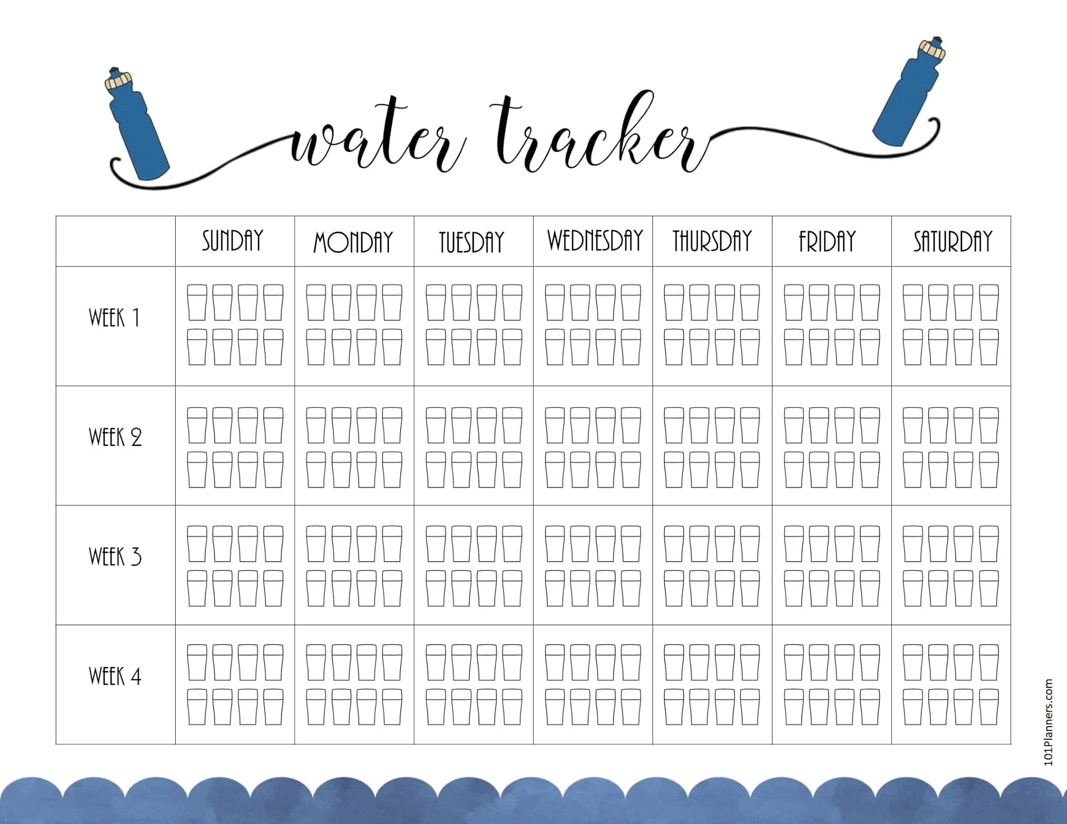 Free water tracker printable | Customizable | Instant Download