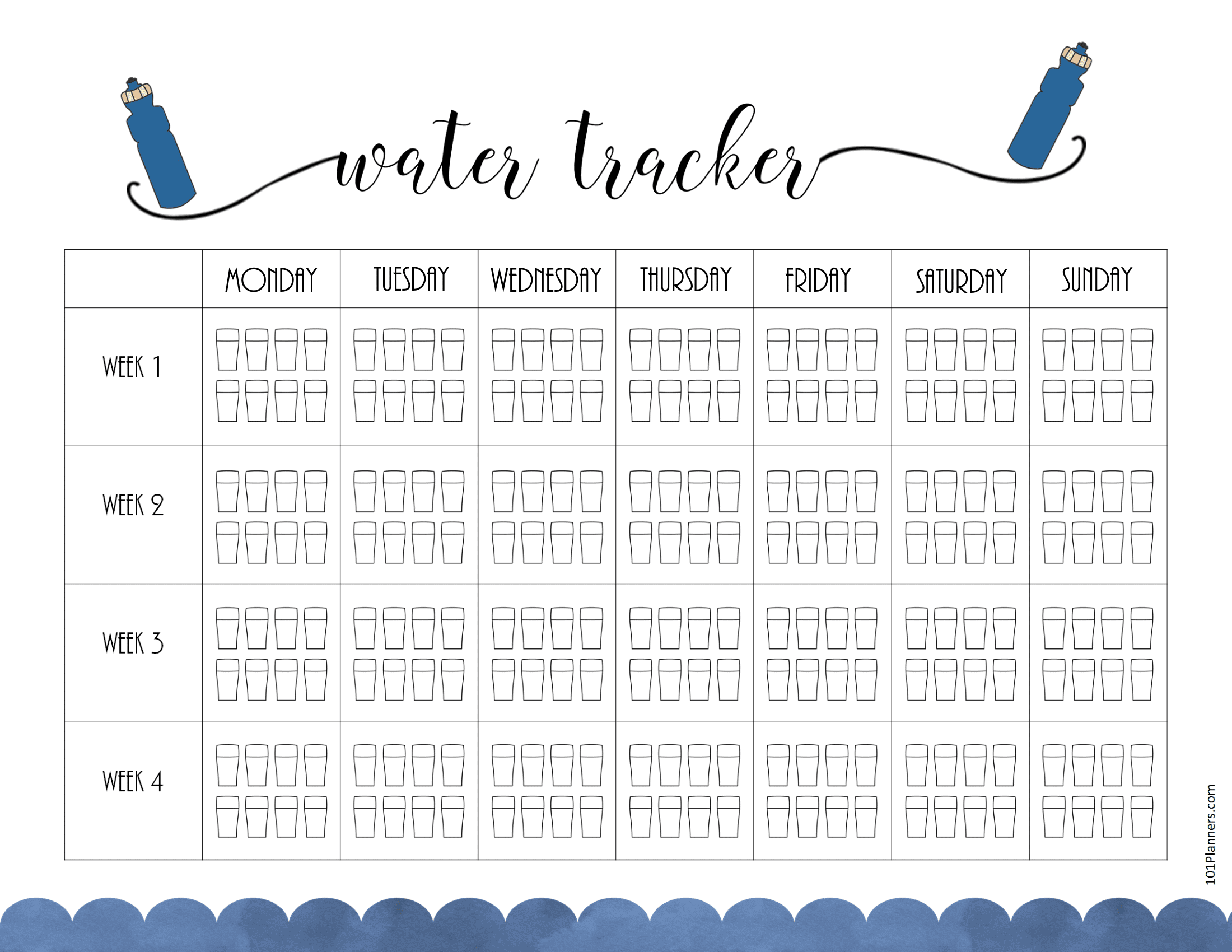 Free water tracker printable | Customizable | Instant Download