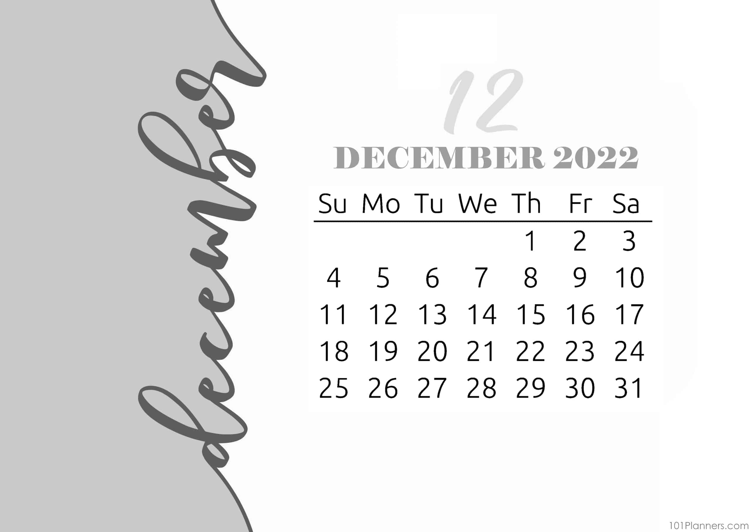 December 2023 Calendar | Instant download