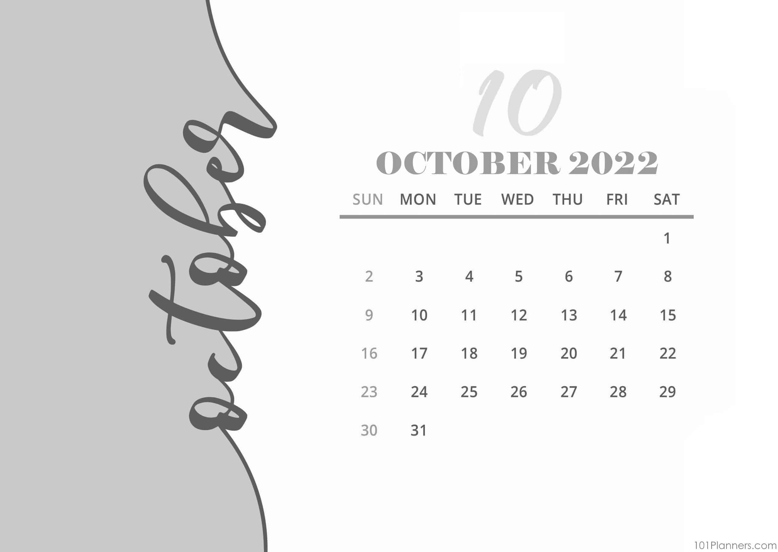 Free Printable October 2022 Calendar | Customize Online