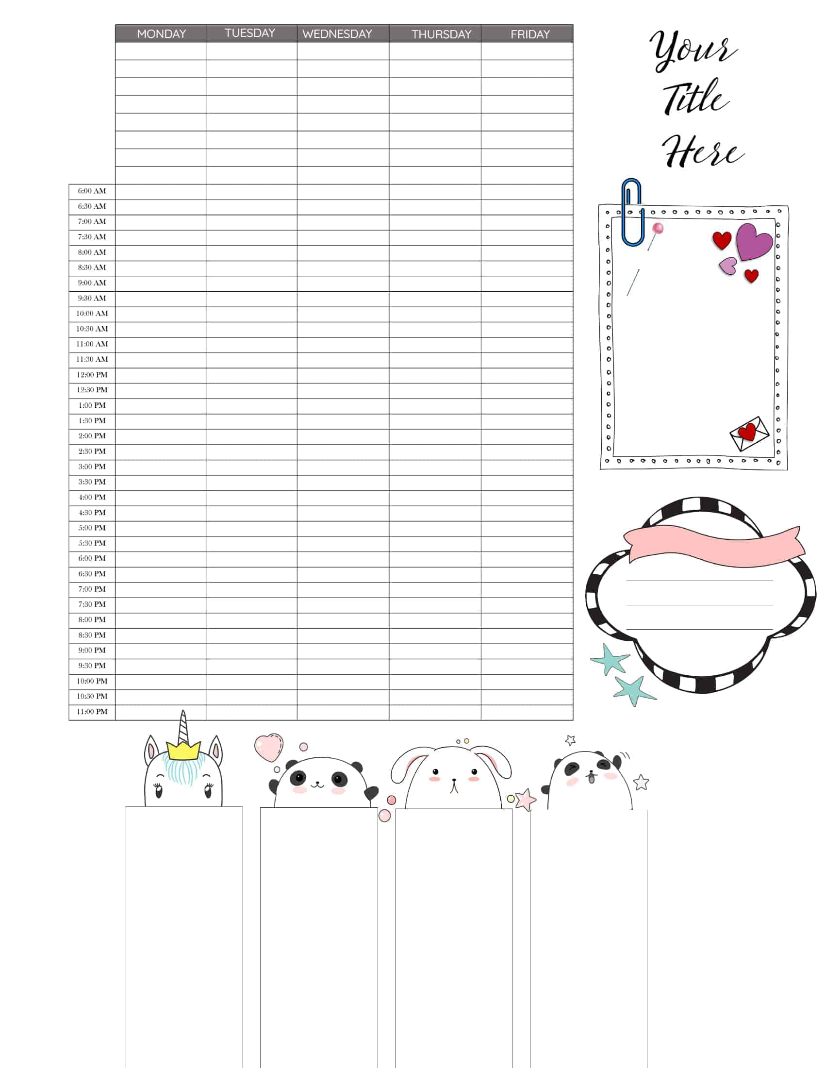 FREE Printable Hourly Planner - Daily, Weekly or Monthly
