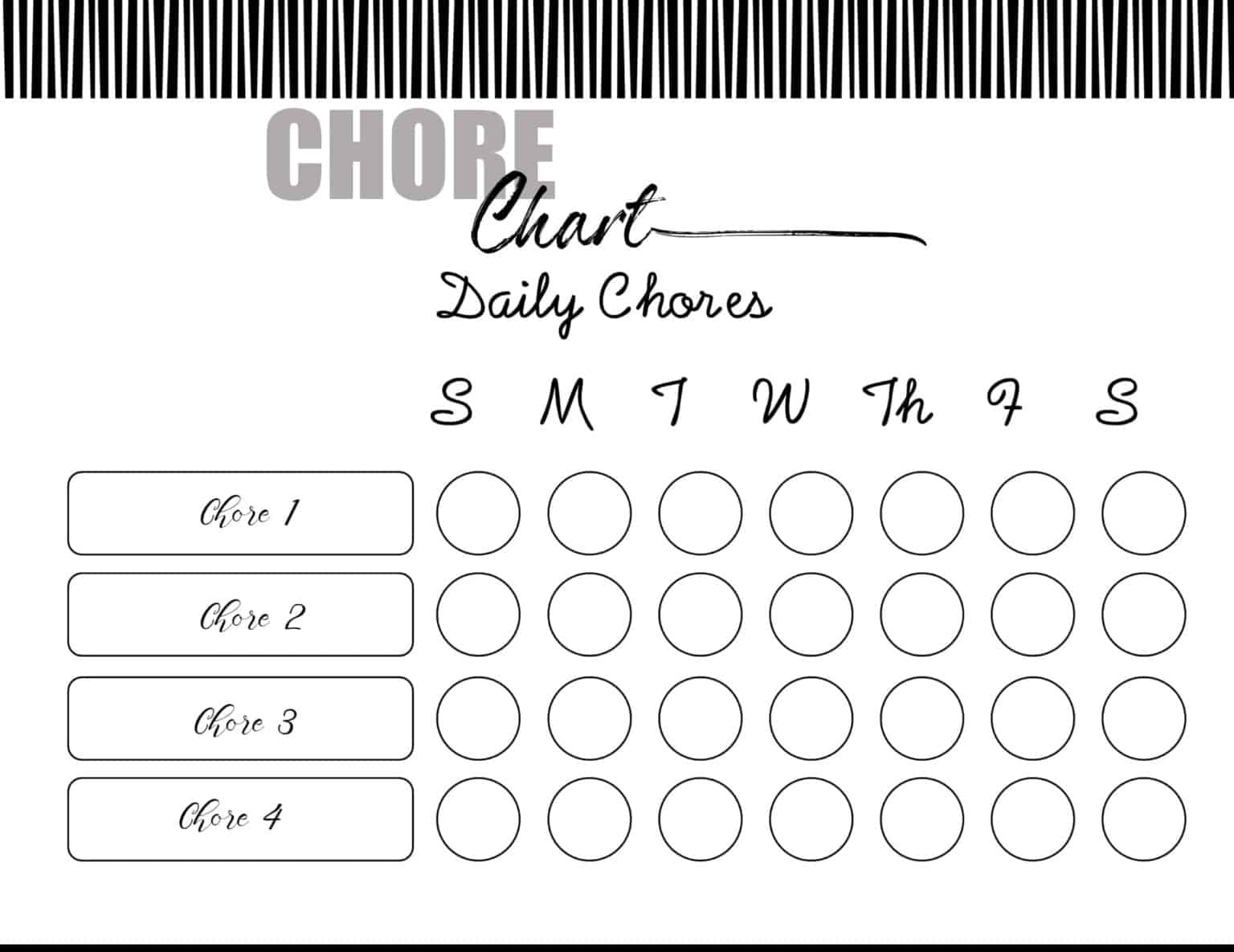 FREE chore chart template | 101 Different Designs