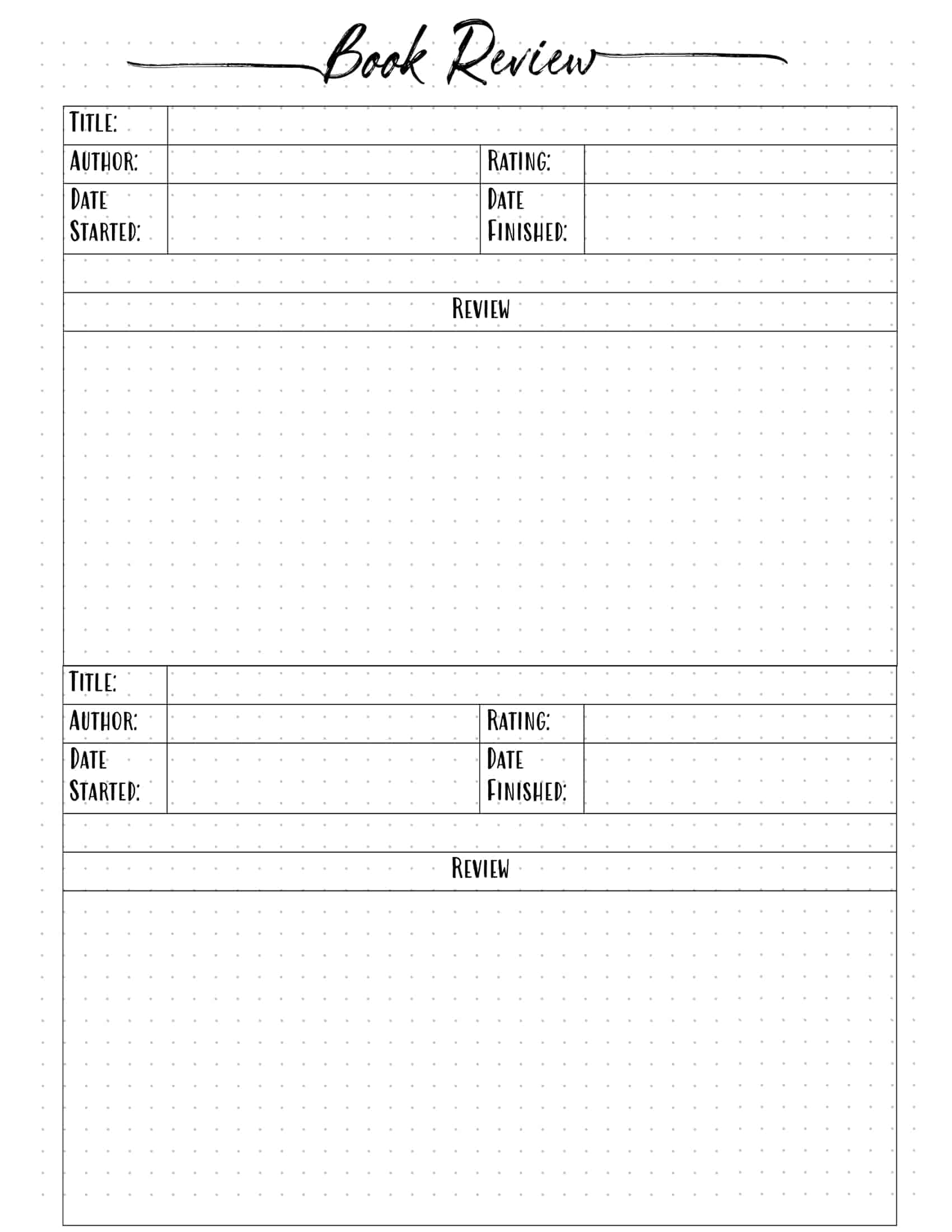 Free Printable Reading Log Template | Bullet Journal & Traditional