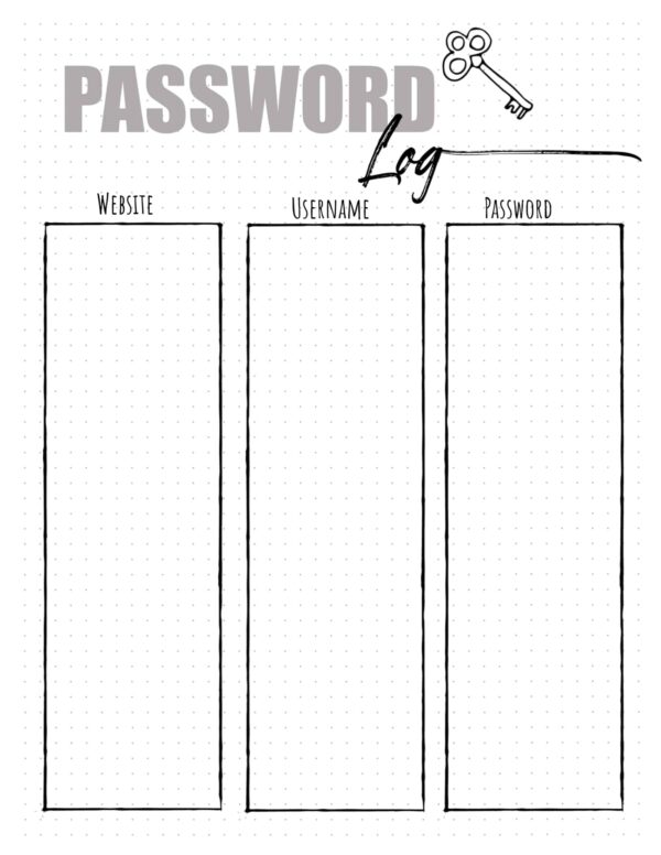 FREE Customizable Password Log | Many Templates are Available