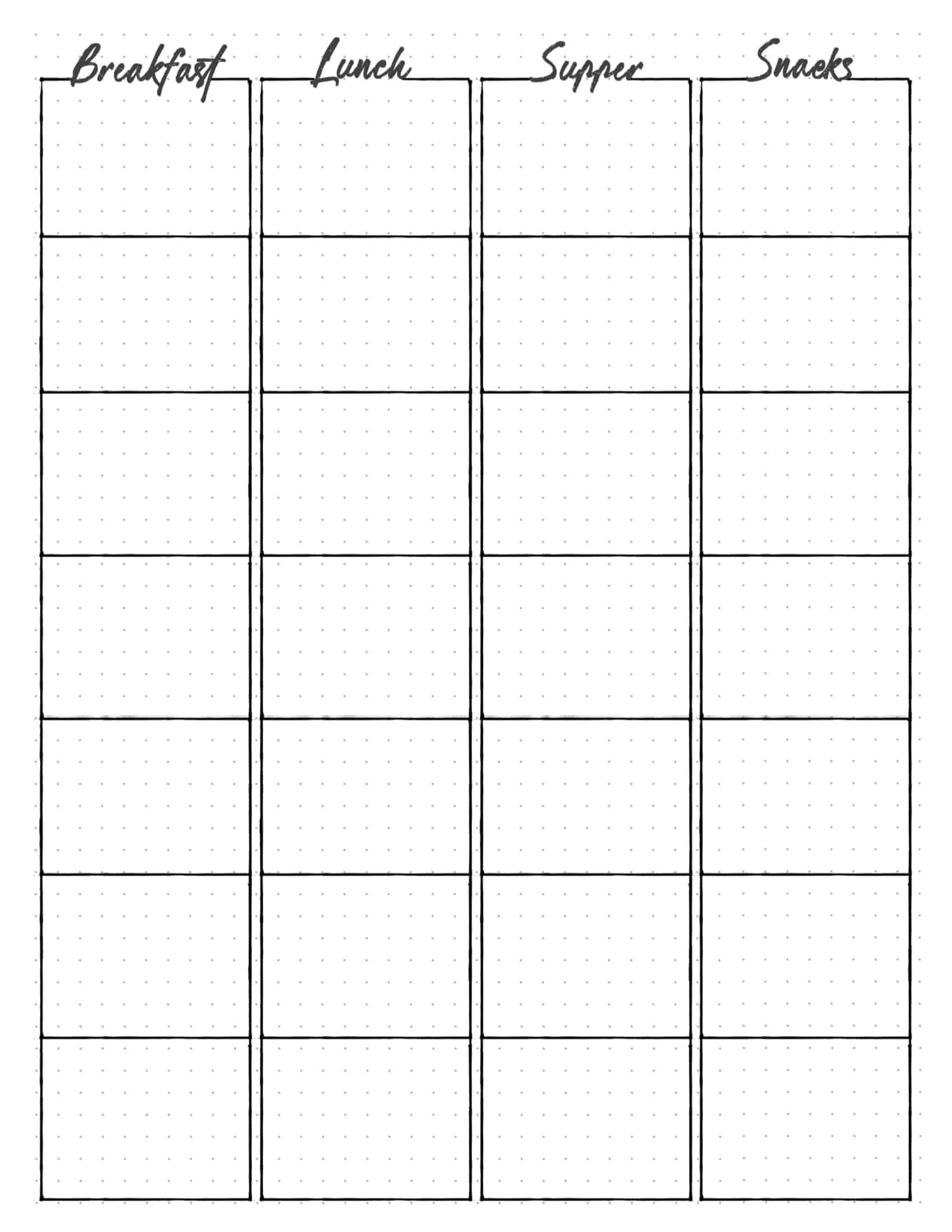 Food diary template | Free Printable | Track food and water intake