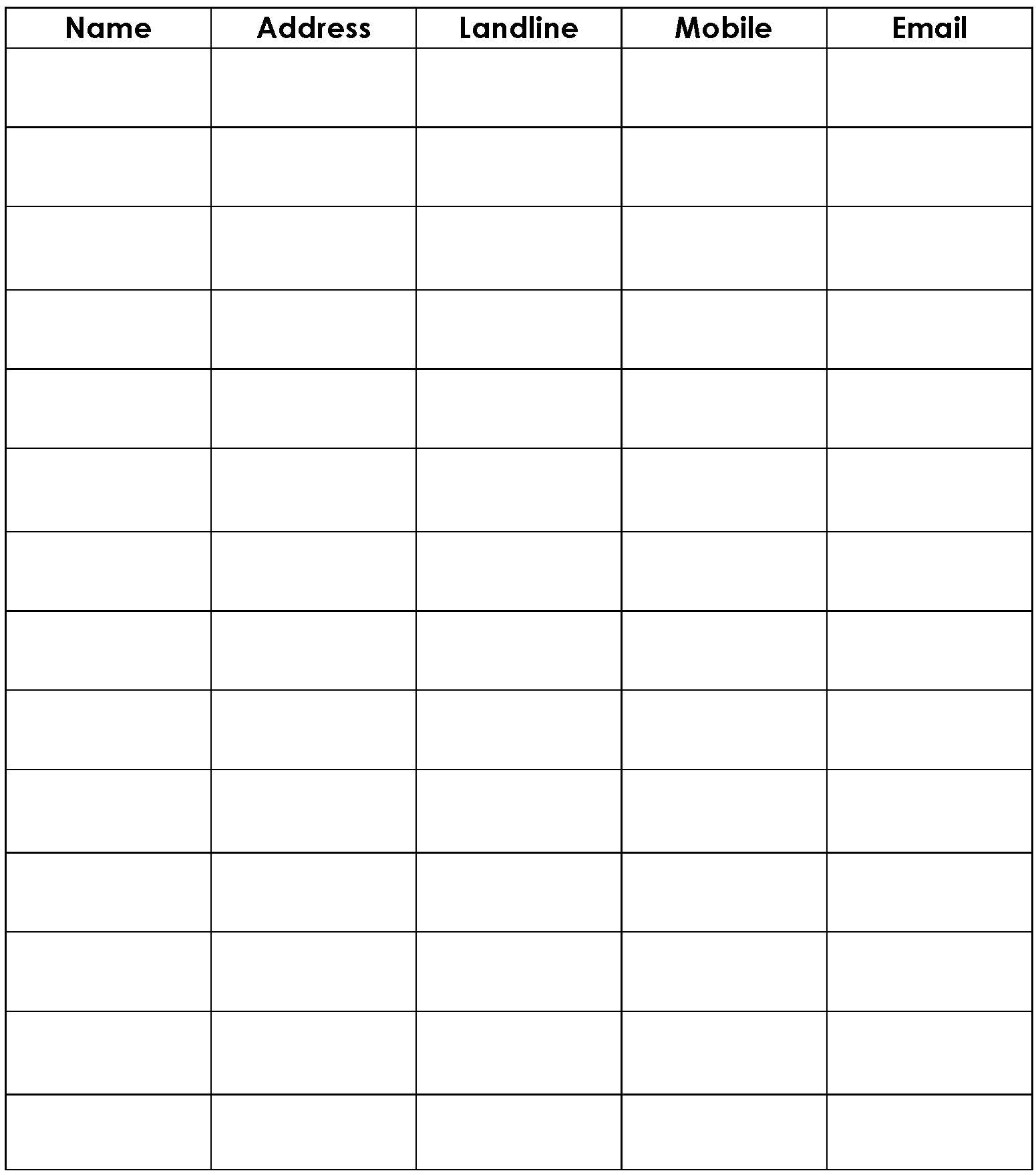 FREE Editable Contact List Template | Editable PDF, Word, Image