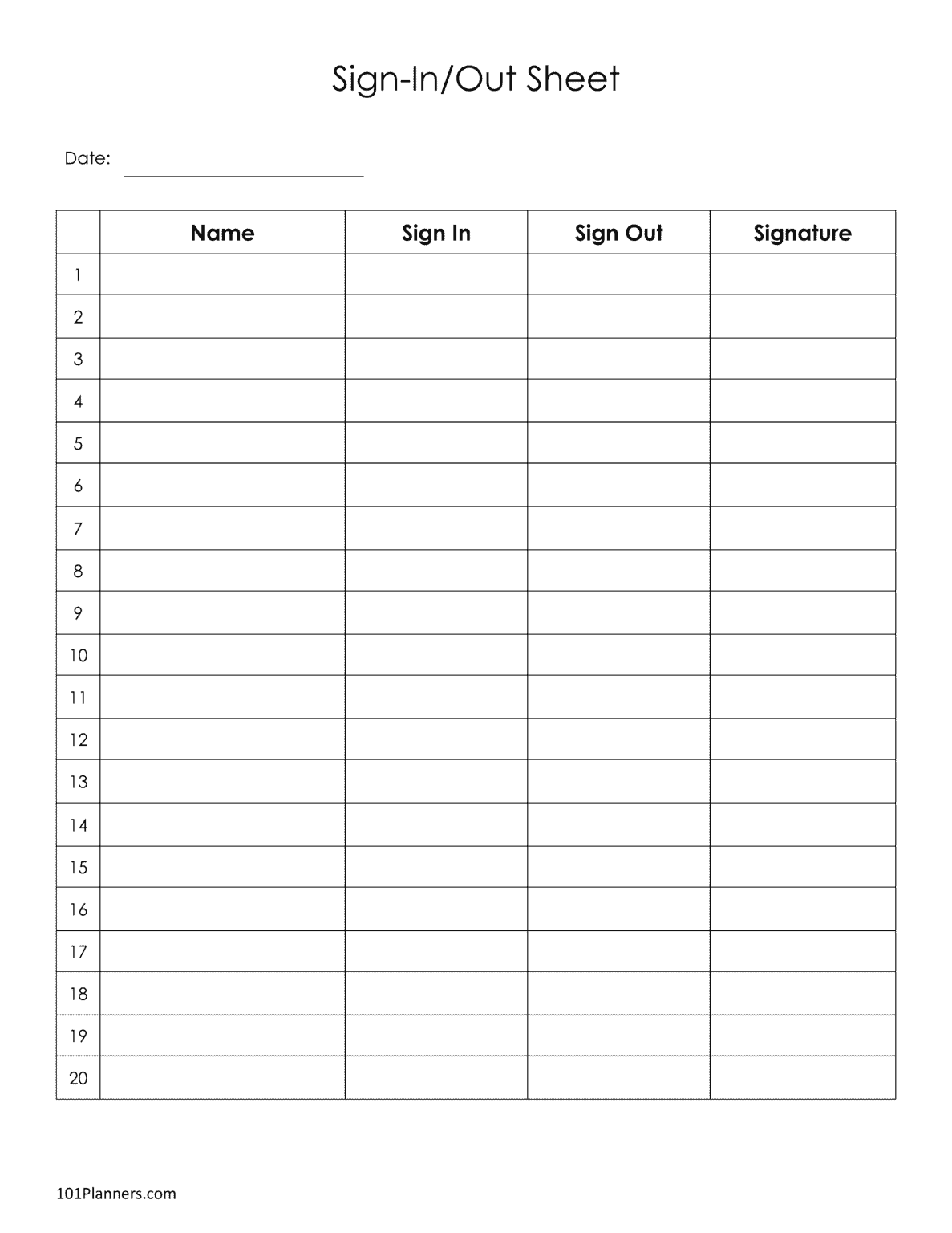 FREE Sign Up Sheet | Sign In Sheet | Instant Download