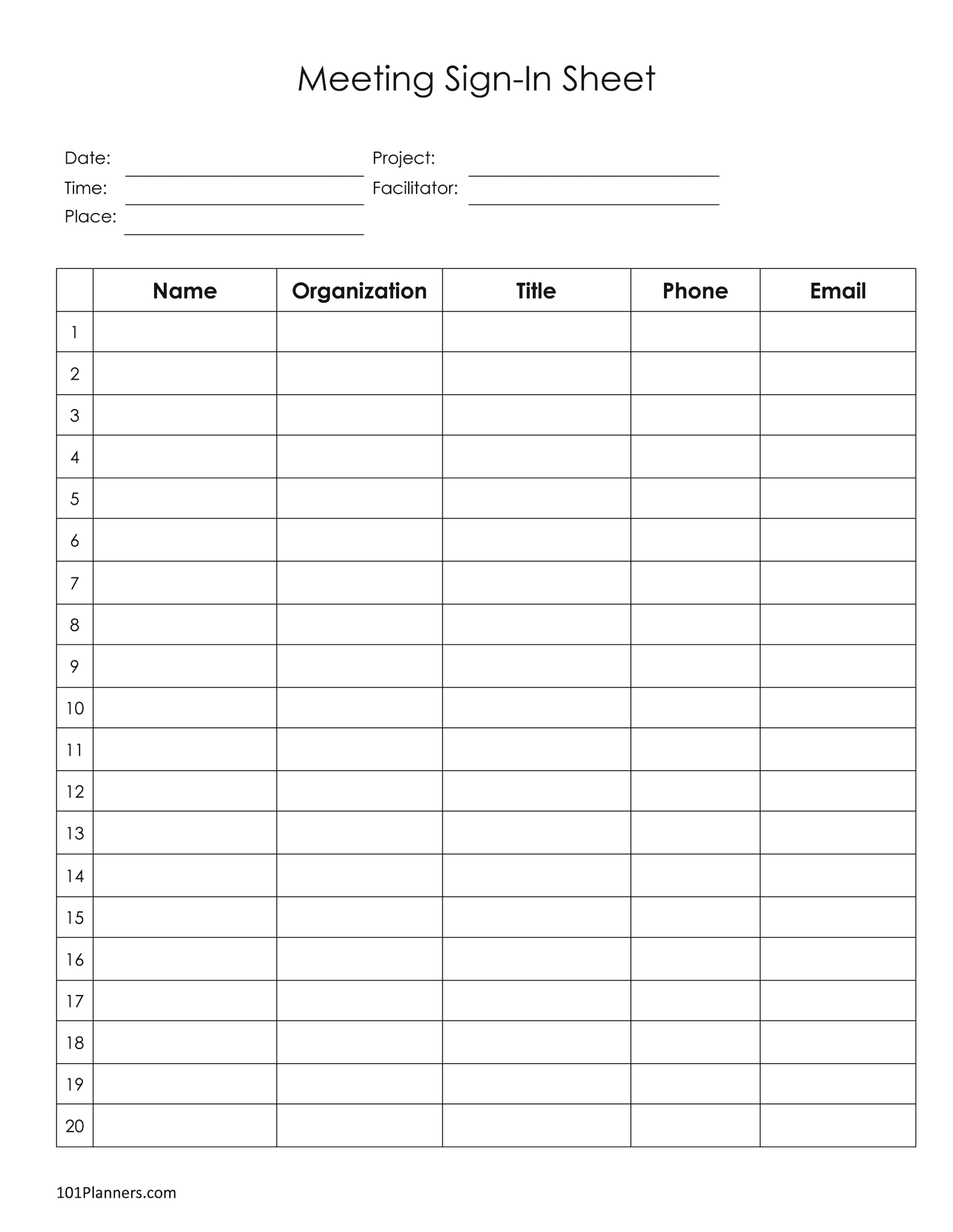 FREE Sign Up Sheet | Sign In Sheet | Instant Download