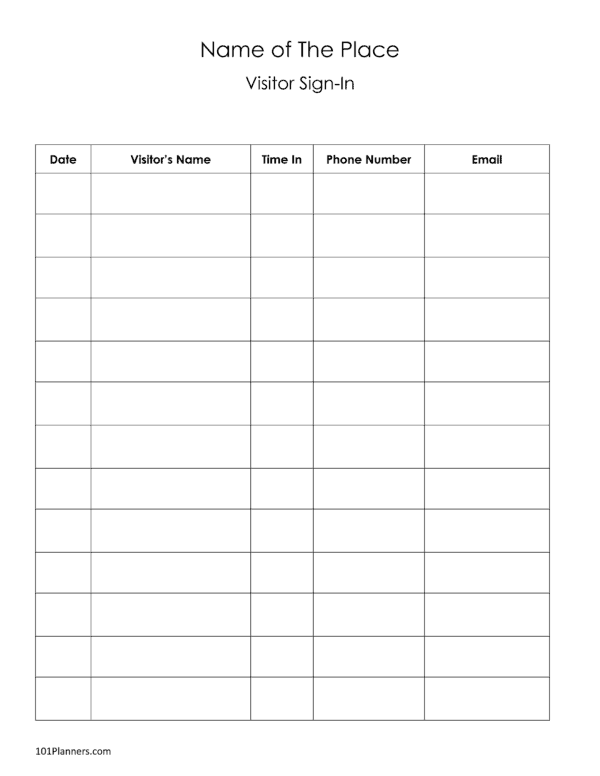 FREE Sign Up Sheet | Sign In Sheet | Instant Download
