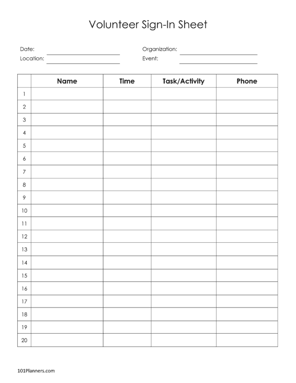 FREE Sign Up Sheet | Sign In Sheet | Instant Download