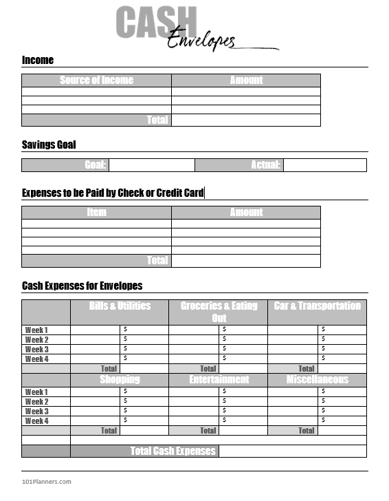 Cash Envelope System with Free Cash Envelope Template
