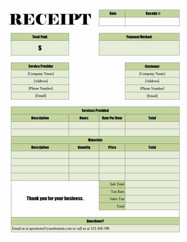 FREE Receipt Template Printables | Word, Excel or Editable PDF