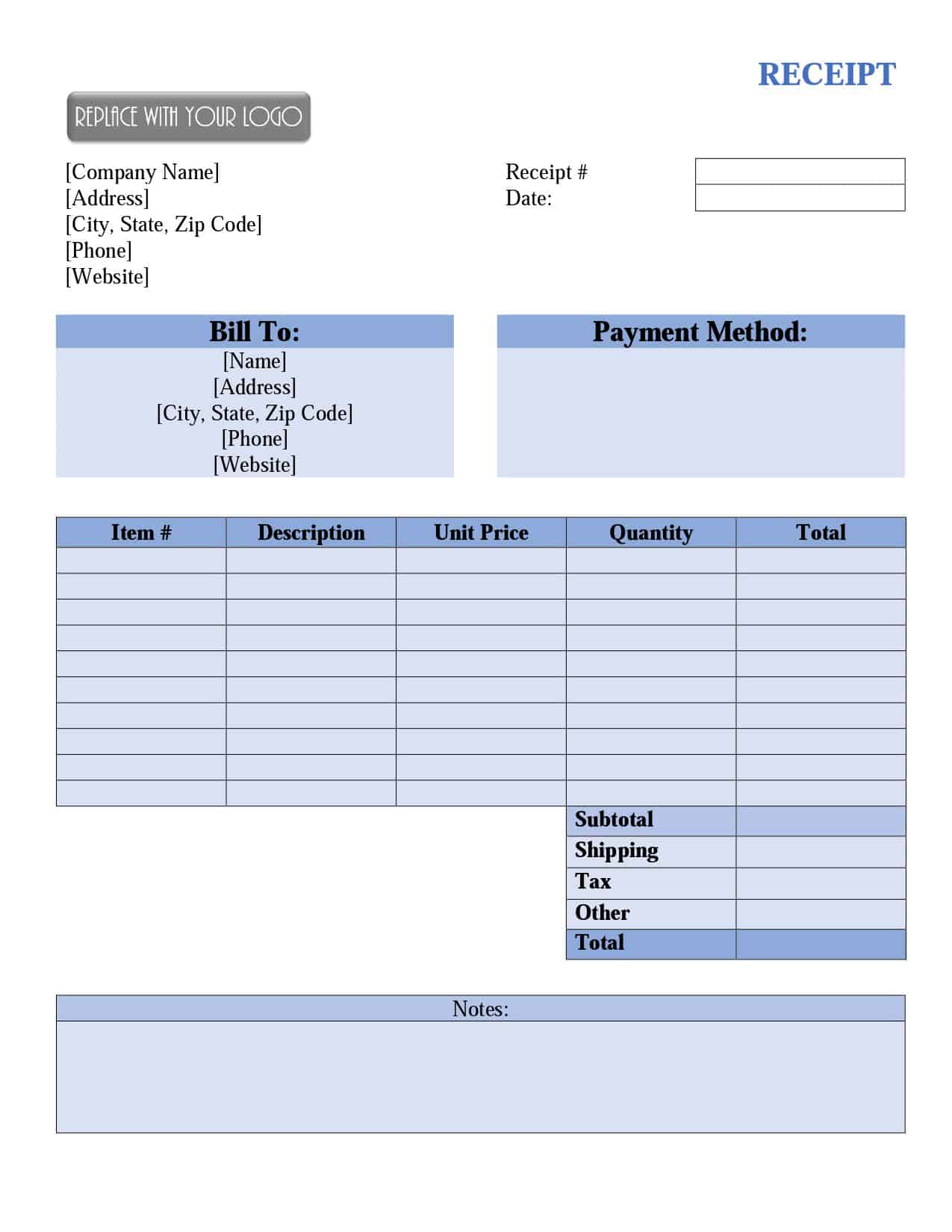 FREE Receipt Template Printables | Word, Excel or Editable PDF
