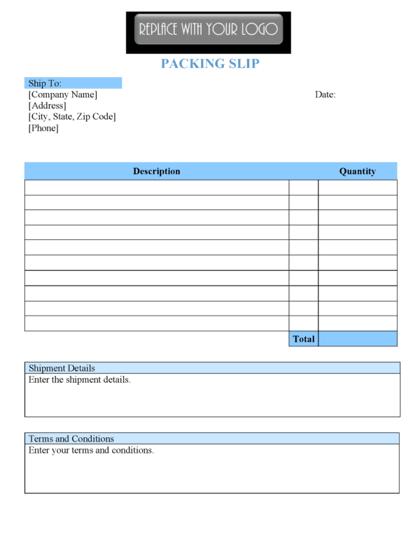 FREE Shipping Slip Template | Word, Excel & Typeable PDF