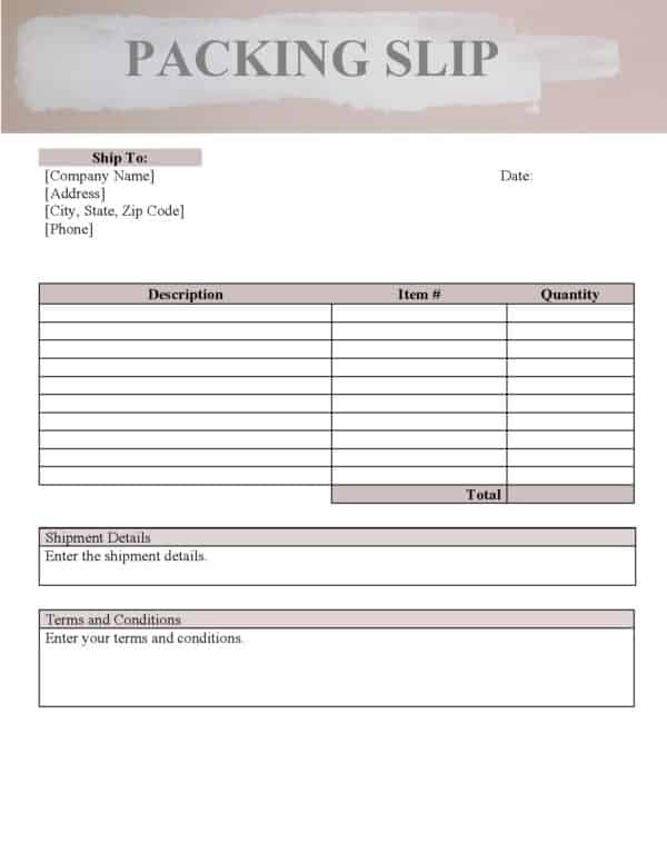 FREE Shipping Slip Template | Word, Excel & Typeable PDF