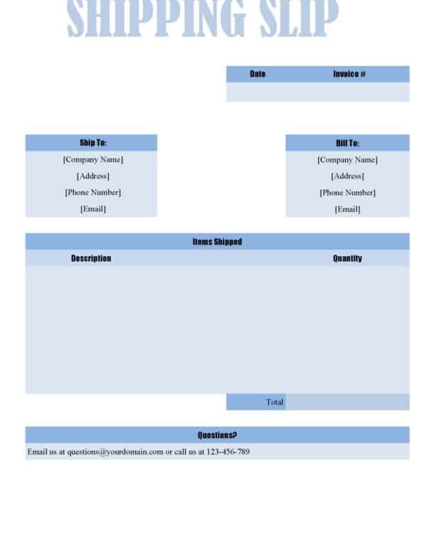FREE Shipping Slip Template | Word, Excel & Typeable PDF
