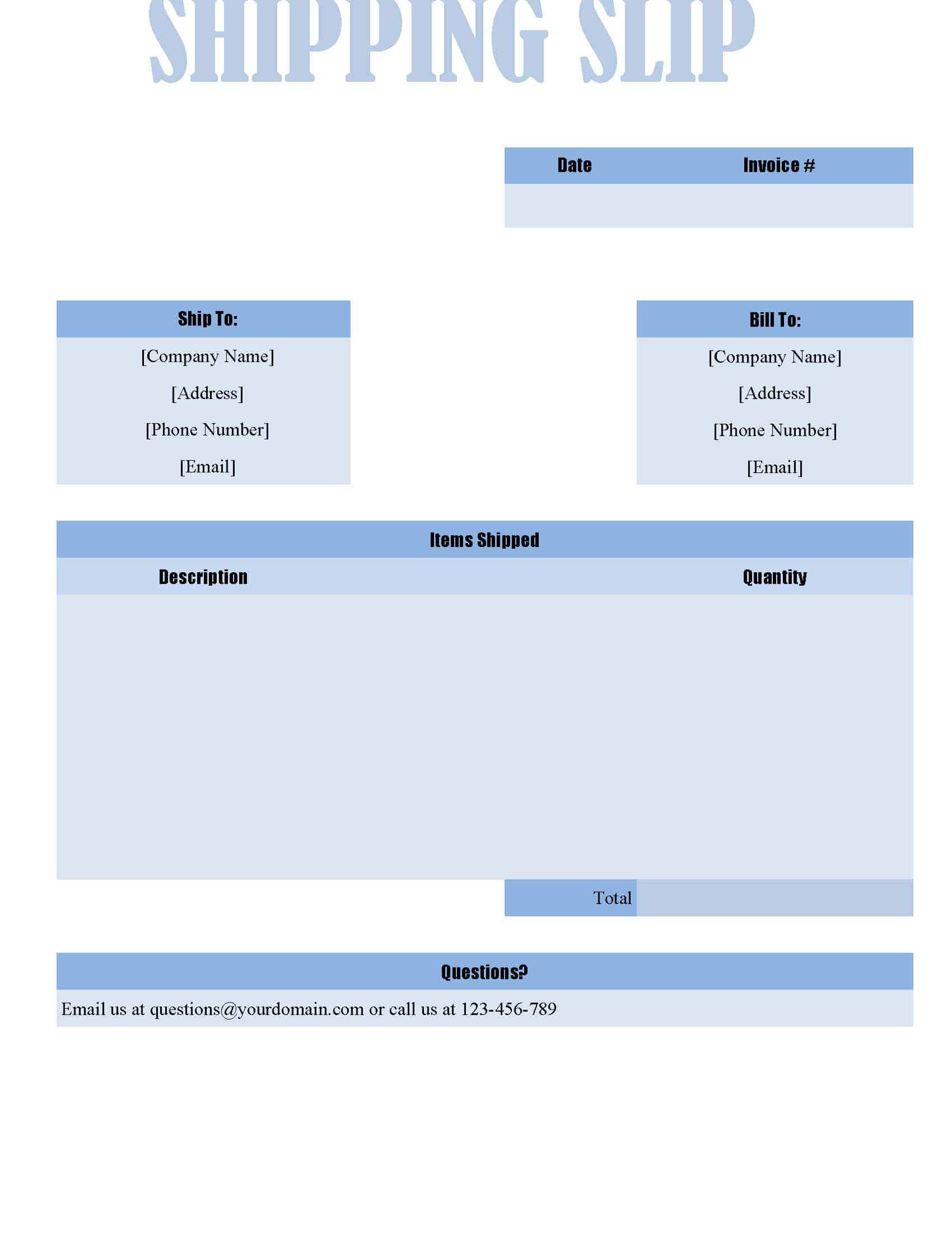 FREE Shipping Slip Template | Word, Excel & Editable PDF