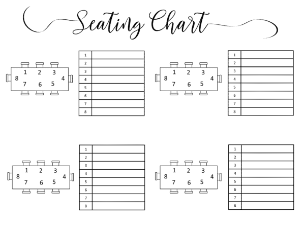 Wedding Seating Chart | Typeable PDF, Word, Excel