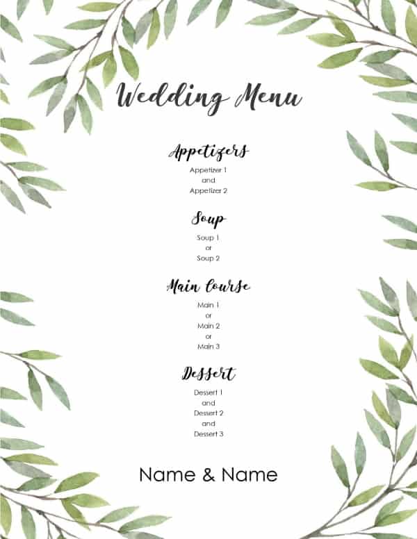 FREE Wedding Menu Template | Edit Online or with Word | 101 Borders