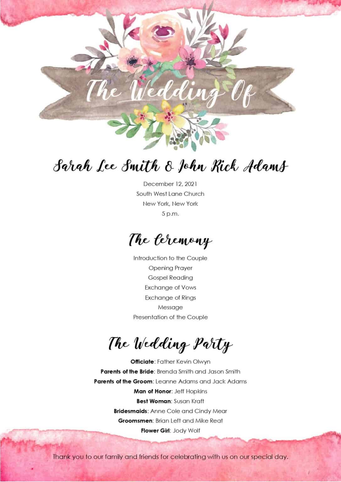 FREE Wedding Program Template | Word or Online App