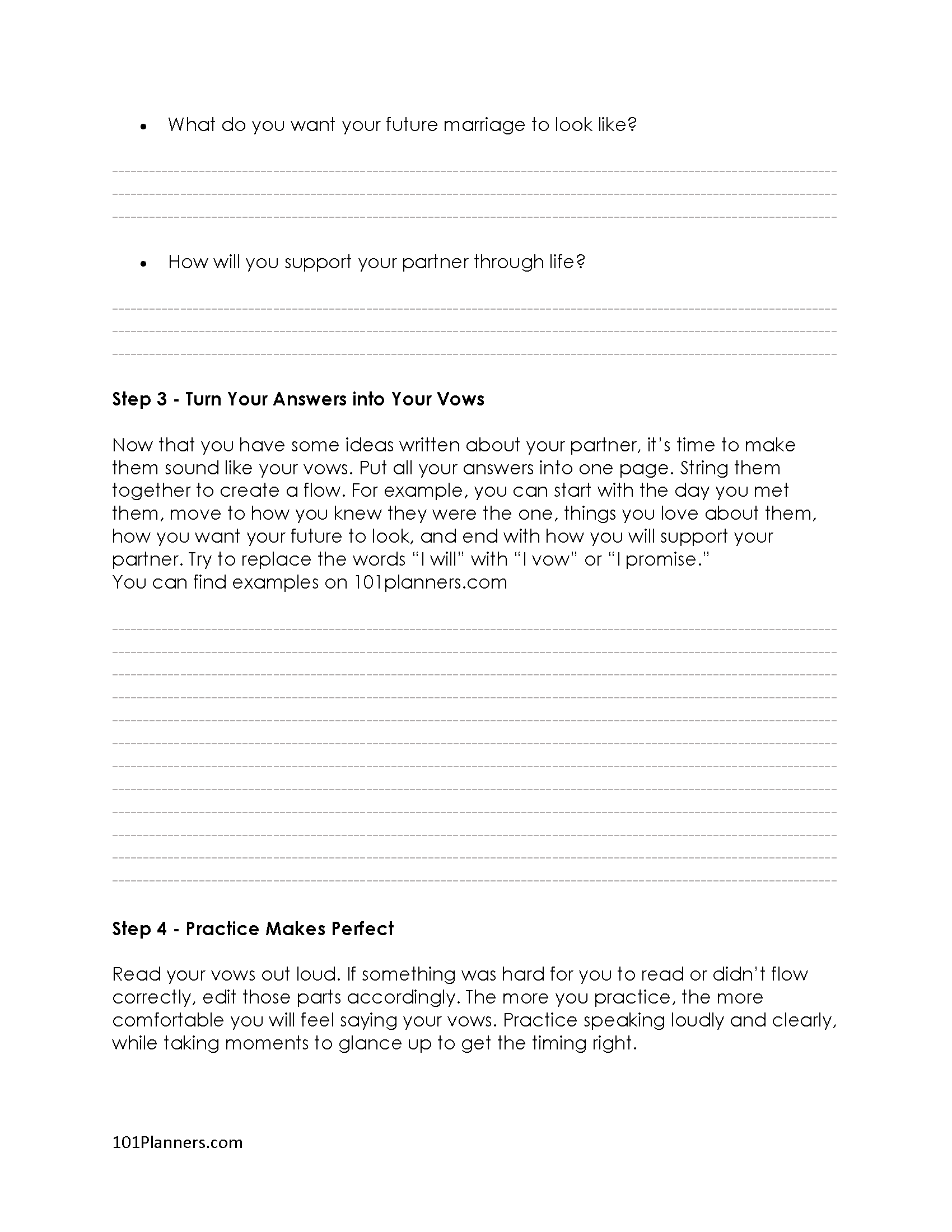 FREE Wedding Vows Template | Wedding Vows Generator