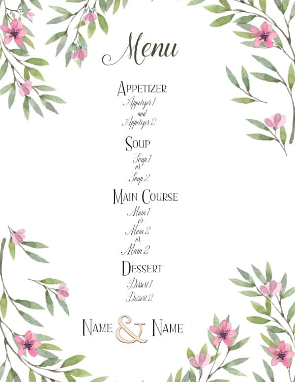 FREE Wedding Menu Template | Edit Online or with Word | 101 Borders