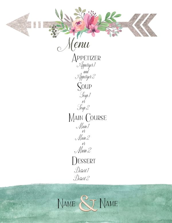 FREE Wedding Menu Template | Edit Online or with Word | 101 Borders
