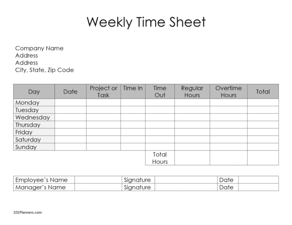 FREE Timesheet Template Printables | Instant Download