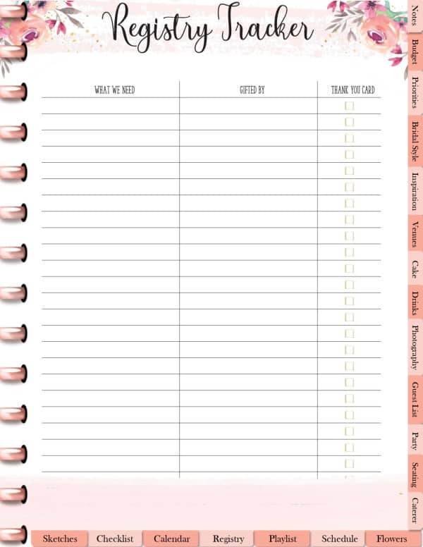 FREE Digital or Printable Wedding Planner | Wedding Spreadsheet