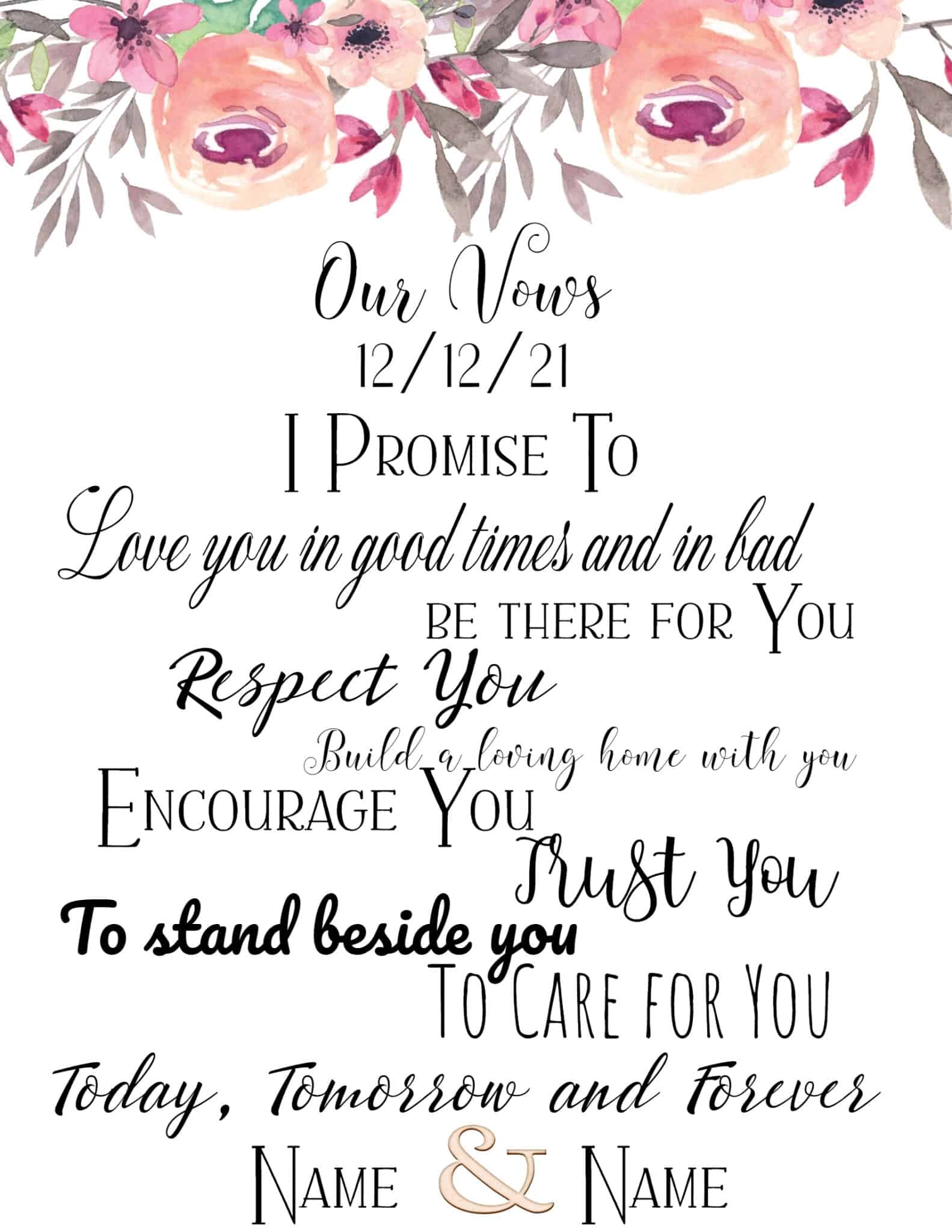 FREE Wedding Vows Template | Wedding Vows Generator