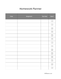 FREE Printable Homework Planner Template | PDF, Word, Excel or Jpg