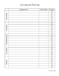 FREE Printable Homework Planner Template | PDF, Word, Excel or Jpg