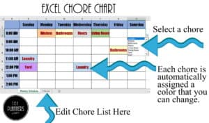 FREE chore chart template | 101 Different Designs
