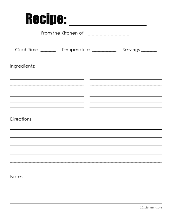Free Recipe Template (Editable) | Edit Online / Word / PDF