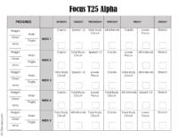 FREE Printable Focus T25 Calendar | Alpha, Beta and Gamma
