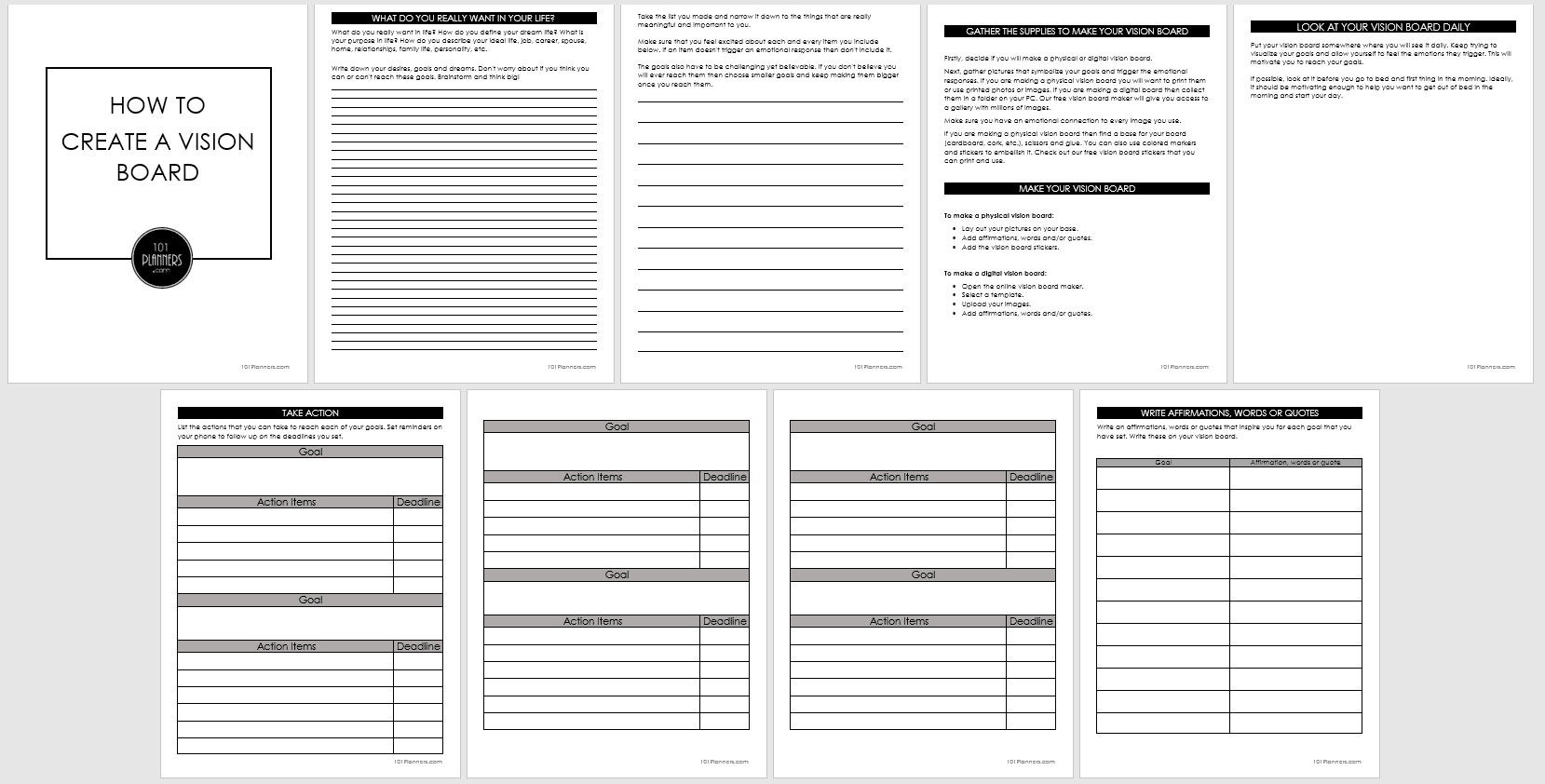 Vision Board | with a Free Vision Board printables, Workbook and Kit