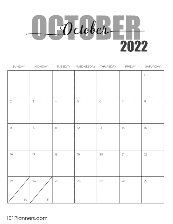Free Printable October 2022 Calendar | Customize Online