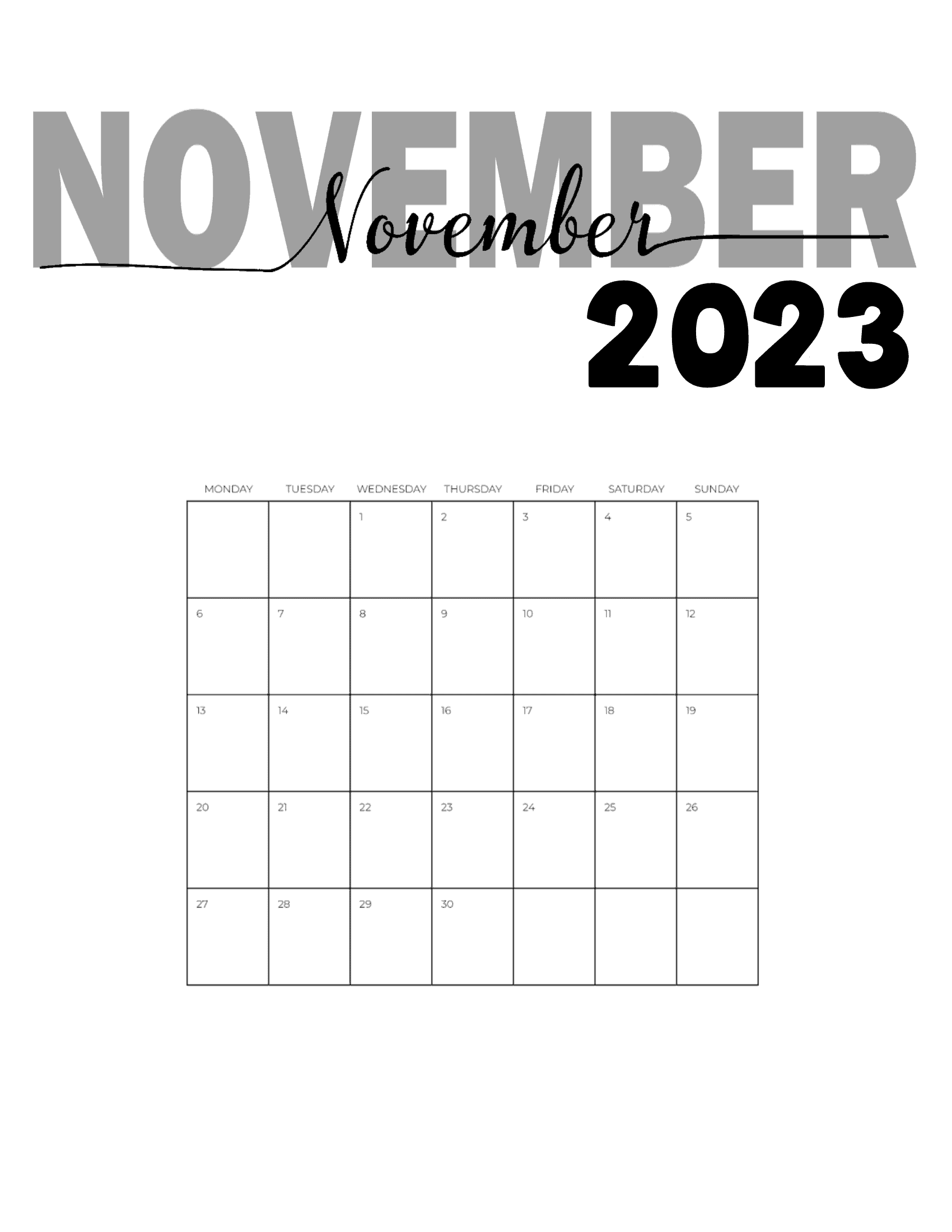 Free Printable November 2022 Calendar | Customize Online