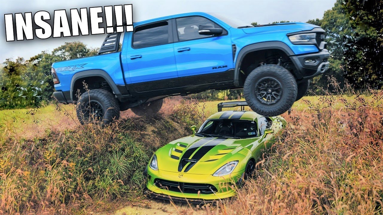 YouTuber Jumps Rare 2017 Dodge Viper ACR With A 2021 Ram 1500 TRX! - 5th Gen Rams