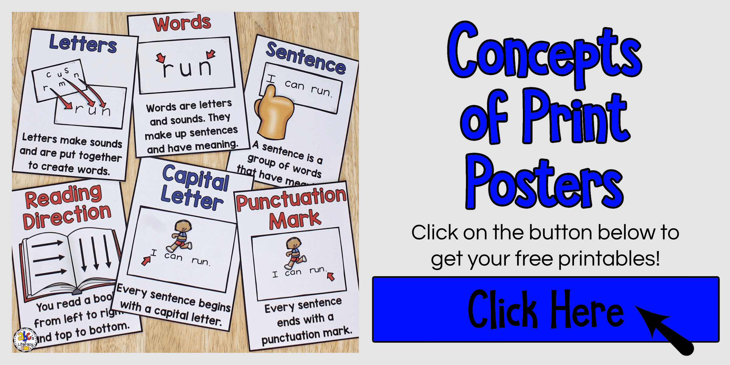 Concepts of Print Posters To Help Learn Pre-Reading Skills