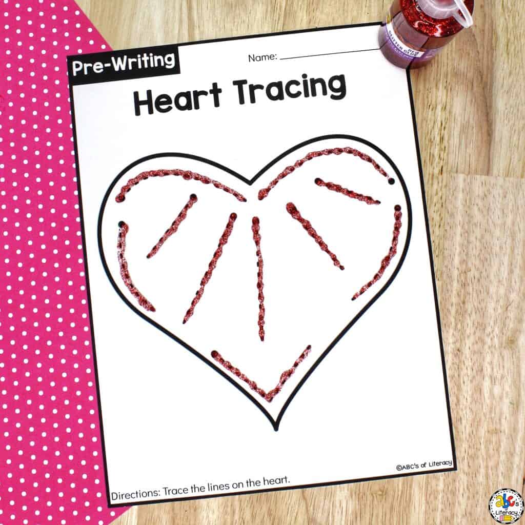 Heart Tracing Worksheets: Pre-Writing Activity