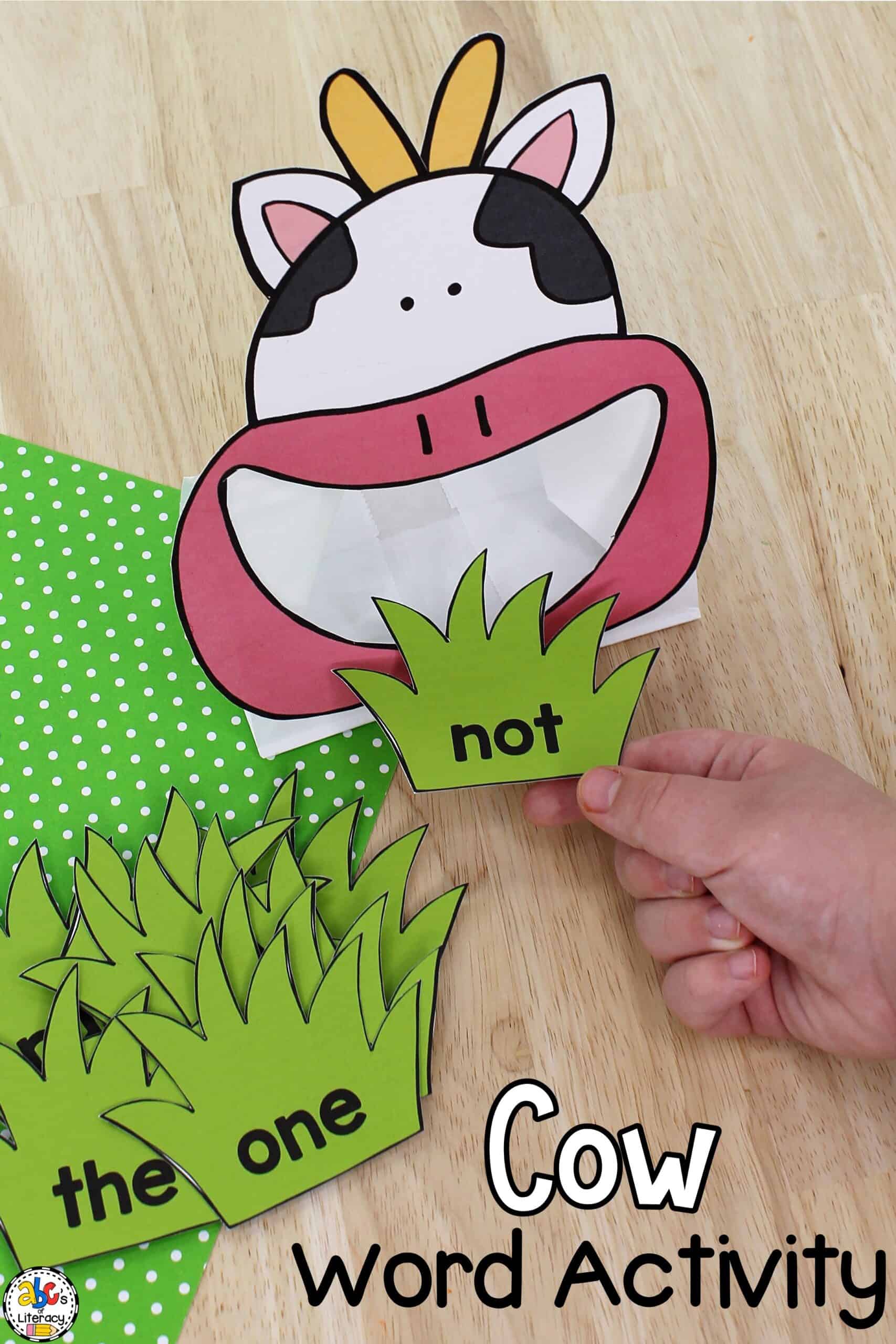Cow Sight Words Activity for Beginning Readers (Free Printables)