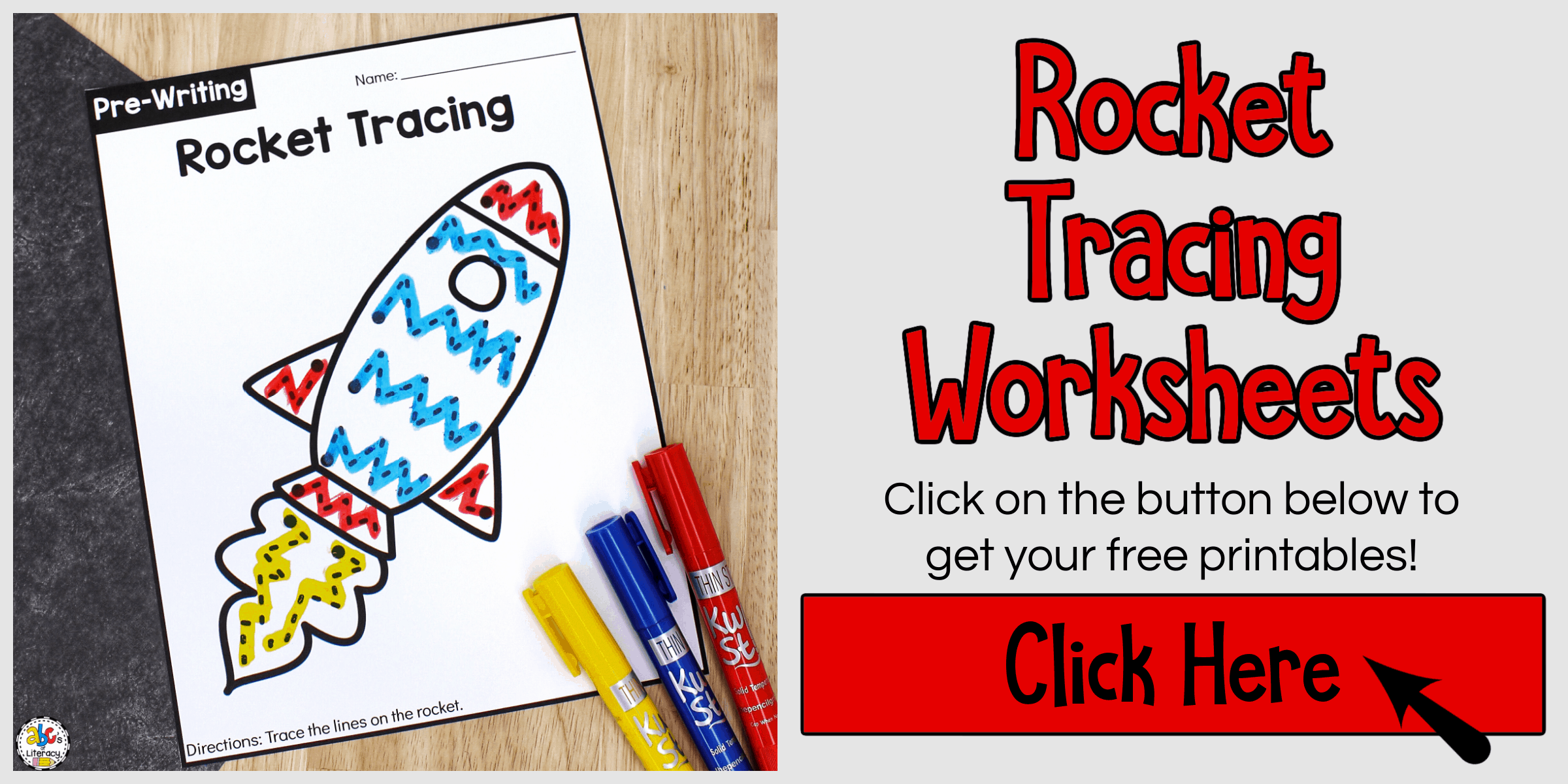 Rocket Tracing Worksheets for Preschool