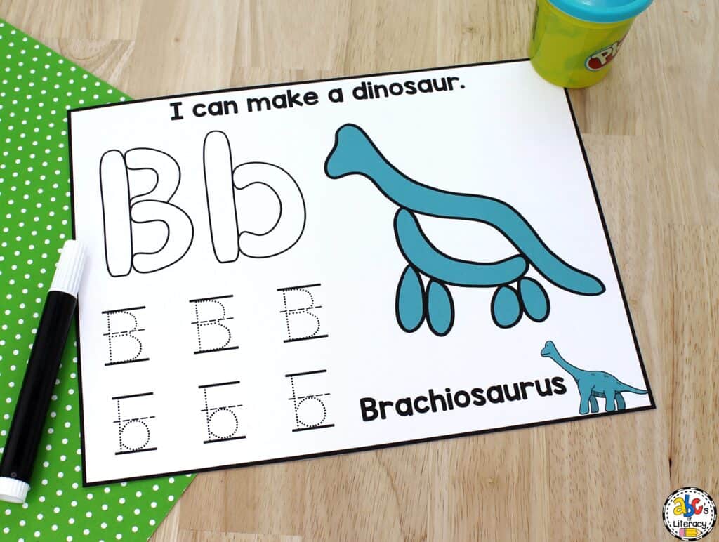 Dinosaur Playdough Mats: Letter Recognition Activity