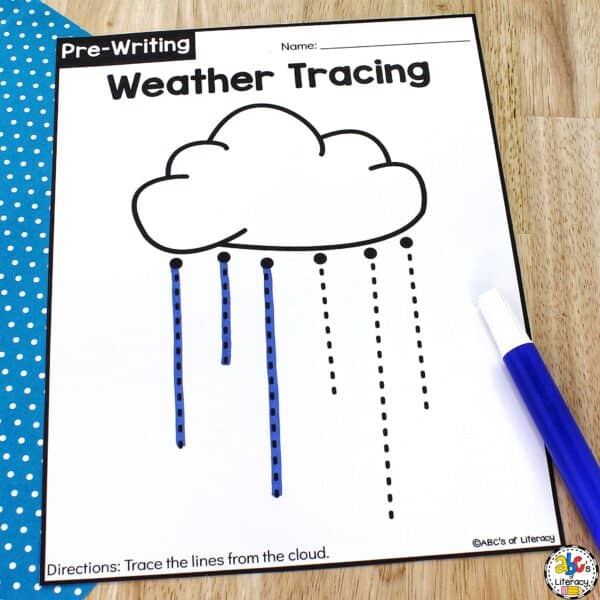 Weather Tracing Worksheets: Free Preschool Worksheets