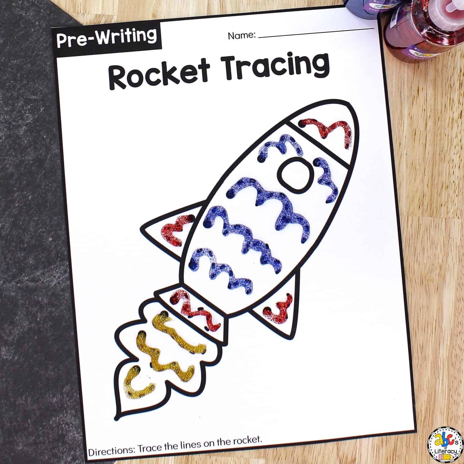 Rocket Tracing Worksheets for Preschool