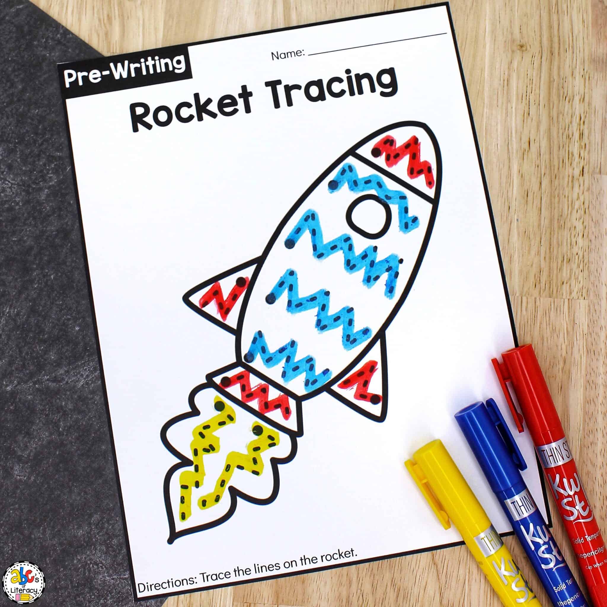 Rocket Tracing Worksheets for Preschool